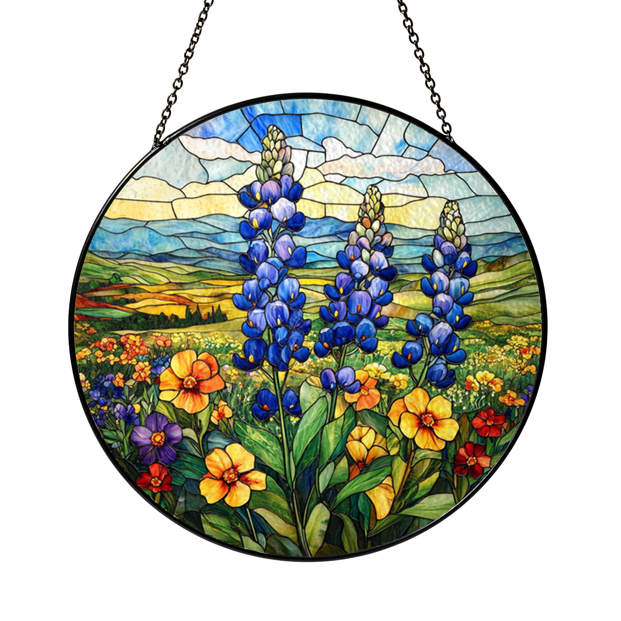 Bluebonnet Wildflower Stained Glass Style Suncatcher Window Hanging ...