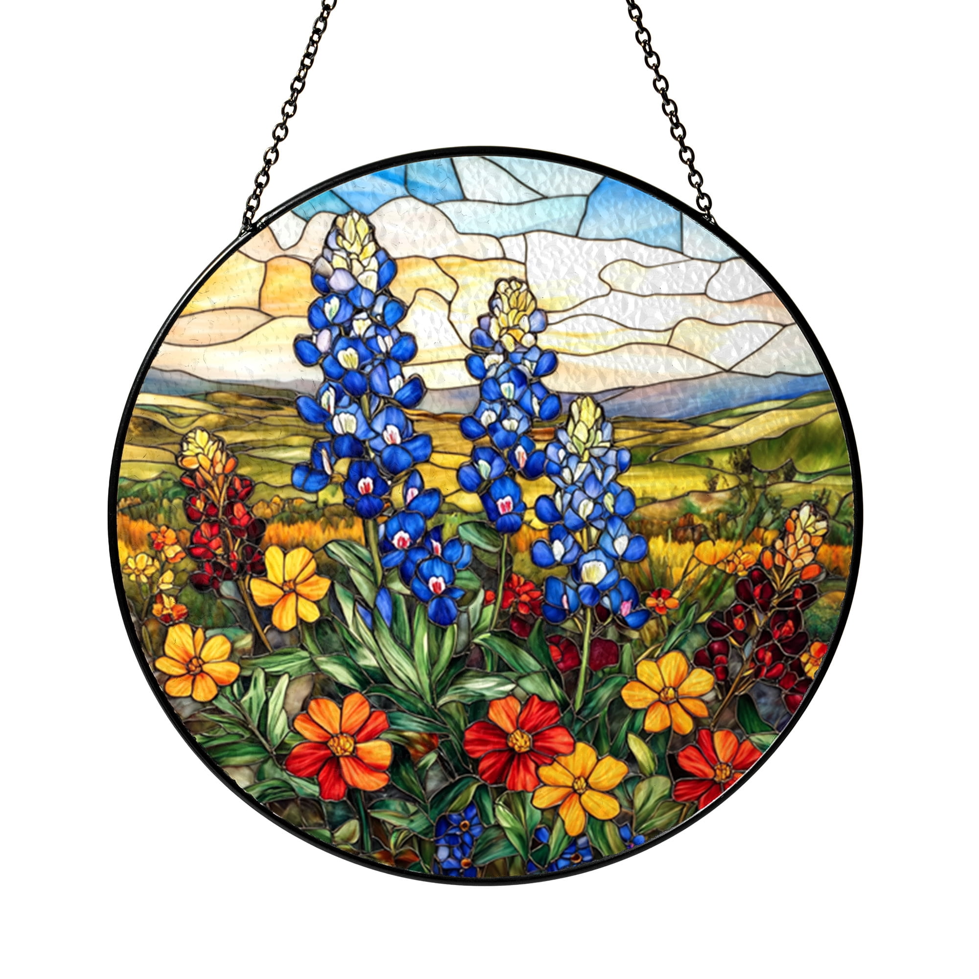 Bluebonnet Wildflower Stained Glass Style Suncatcher Window Hanging ...