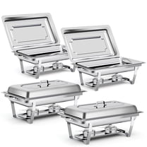 5QT Chafing Dish Buffet Set, Stainless Steel Round Chafer with Glass ...
