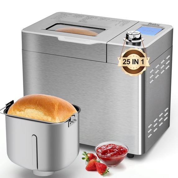 Bluebow 25-in-1 Bread Maker, 2LB Bread Machine with Auto Fruit/Nut ...