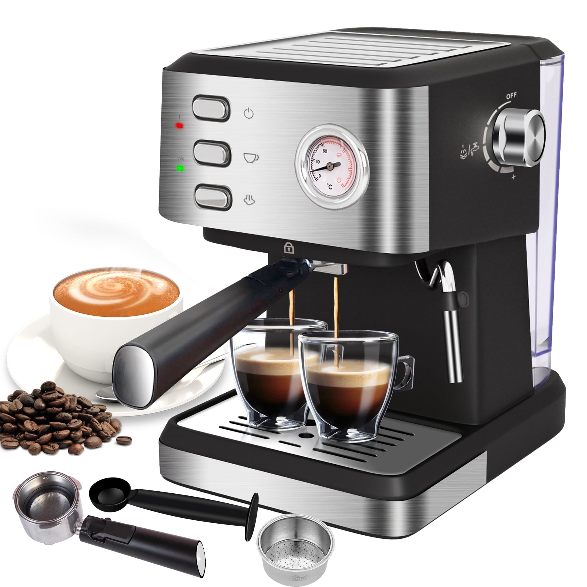 UbesGoo Espresso Machine,20 bar espresso machine with milk frother for latte,cappuccino,Machiato ...