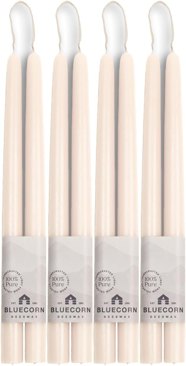 Bluecorn 100% Pure Beeswax Taper Candles | Natural Beeswax Candles ...