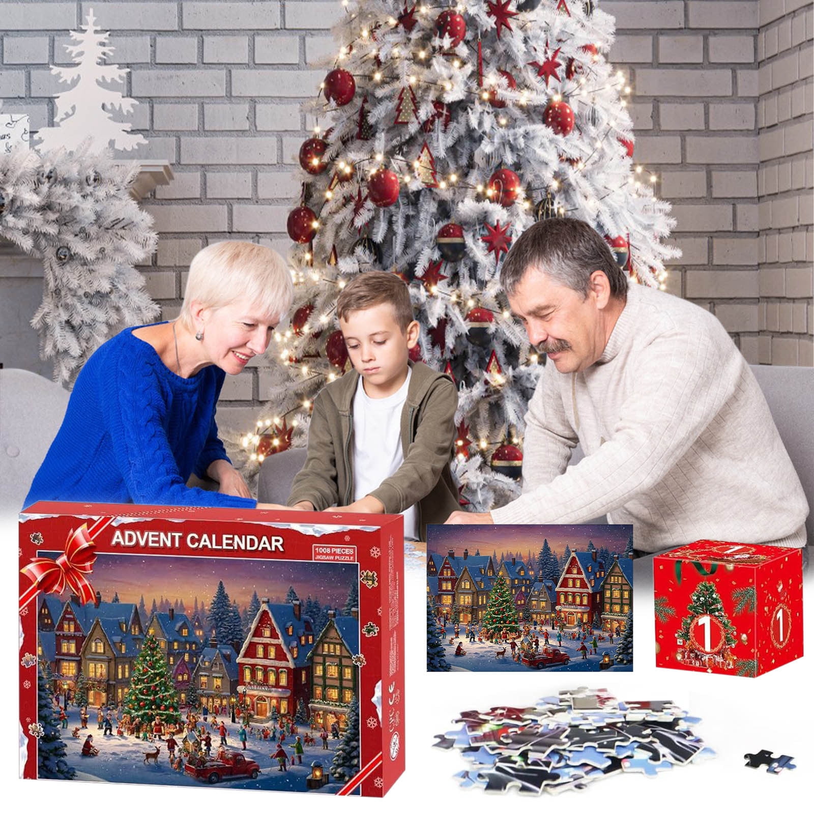 Blueek 2024 Christmas Puzzle Countdown Calendar, 1008-Piece Jigsaw ...