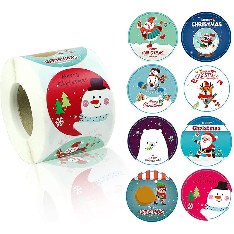 Blueek 2024 New Upgrades Christmas Stickers Rolls, 1 Inch Round Merry ...