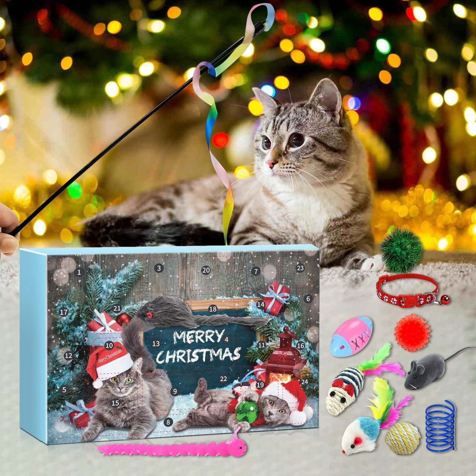 Blueek Christmas Advent Calendar 2024 Cat Dog Figures - Holiday Gift ...