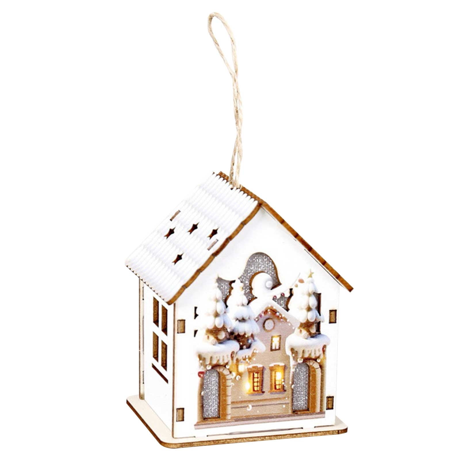 Blueek Christmas Wooden Luminous Colorful Hut Ornaments, Xmas Tree ...