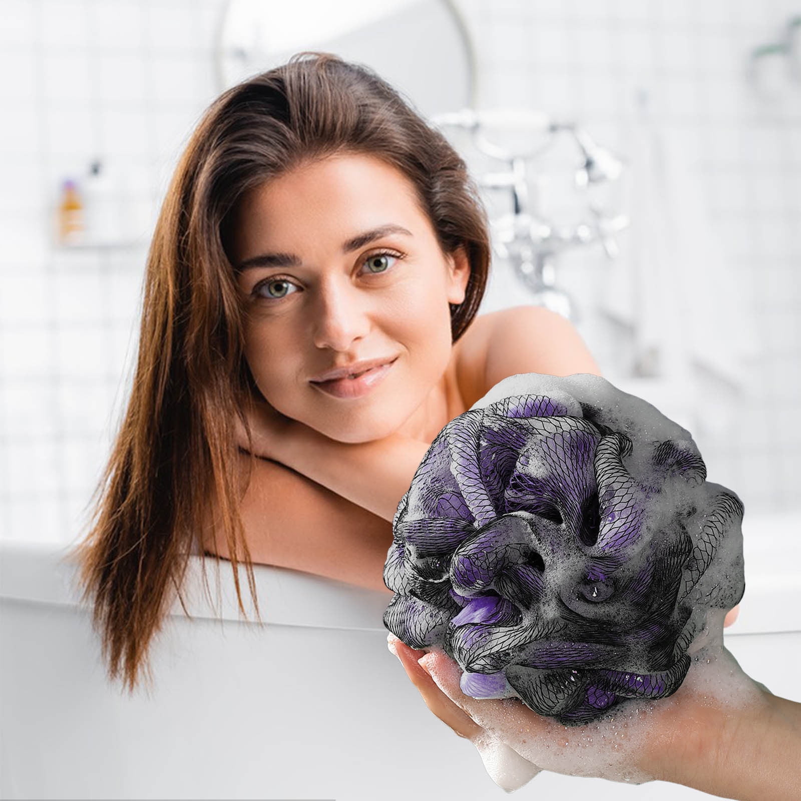 Blueek Colorful Bath Sponge Soft Exfoliating Shower Loofah with Hanging ...