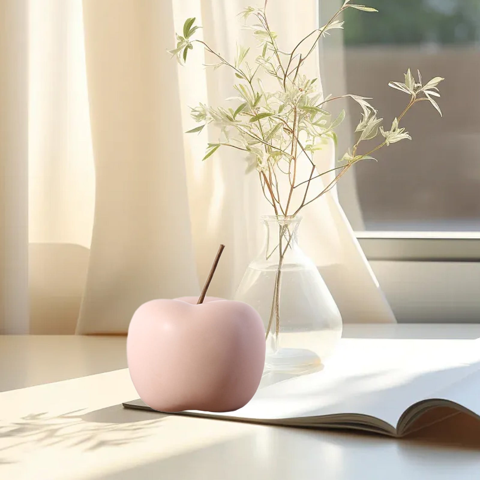 Blueek Decorative Ceramic Apple for Home Decor, Modern Fruit Décor Piece for Living Room & TV ...