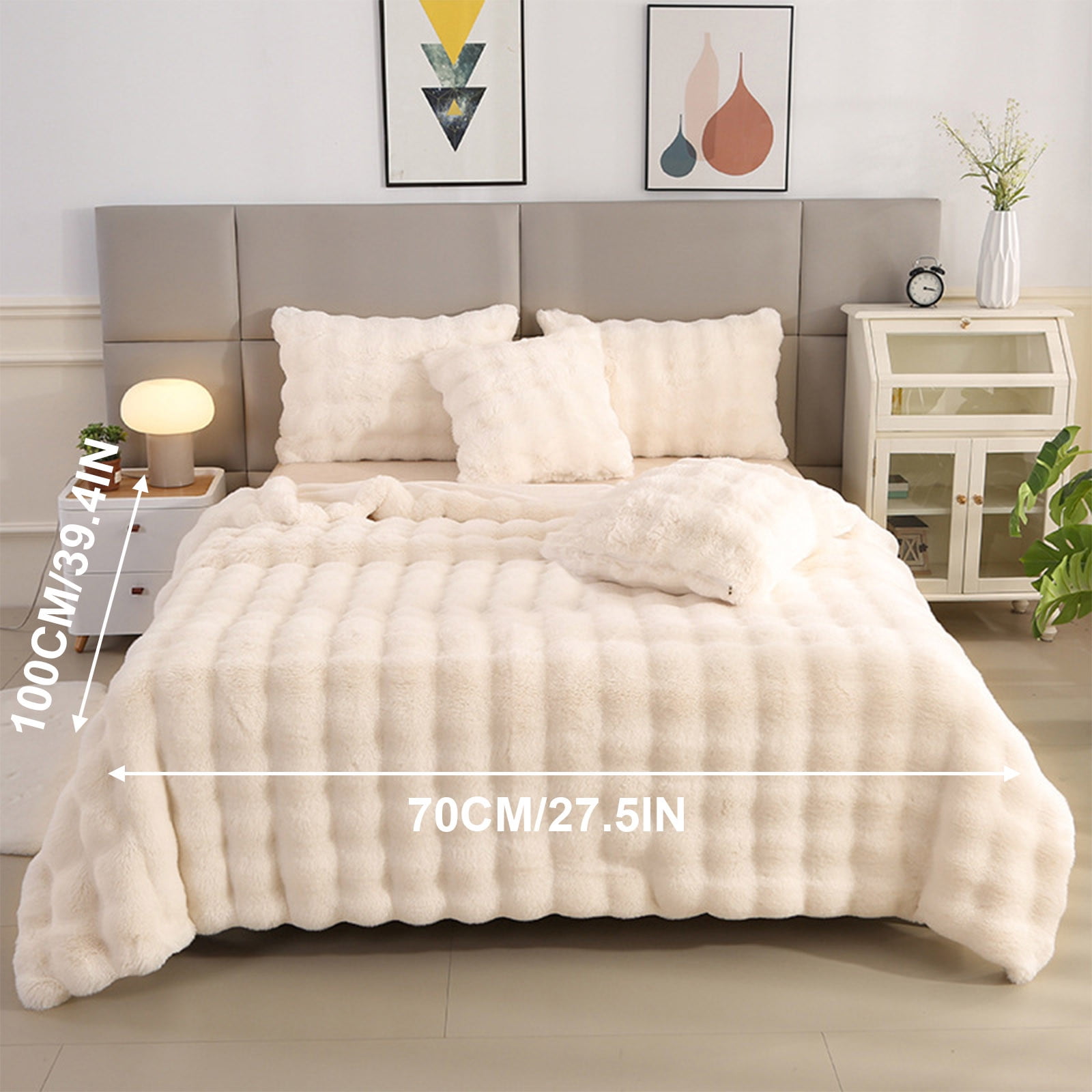 Blueek Fluffy Thick Faux Rabbit Fur Throw Blanket, Double Sided Luxury ...