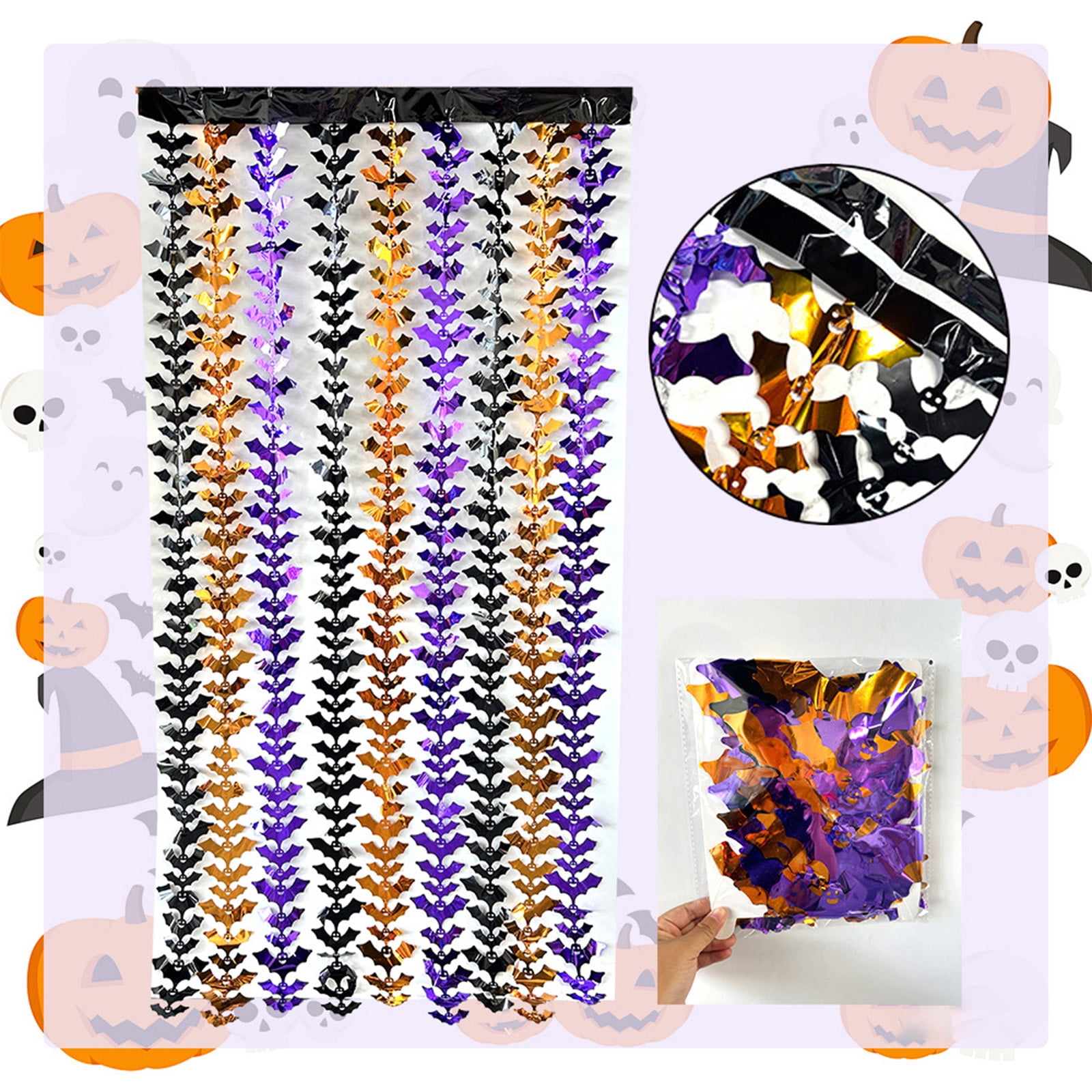 Blueek Halloween Rain Curtain Decorations - Spooky Ghost Festival ...