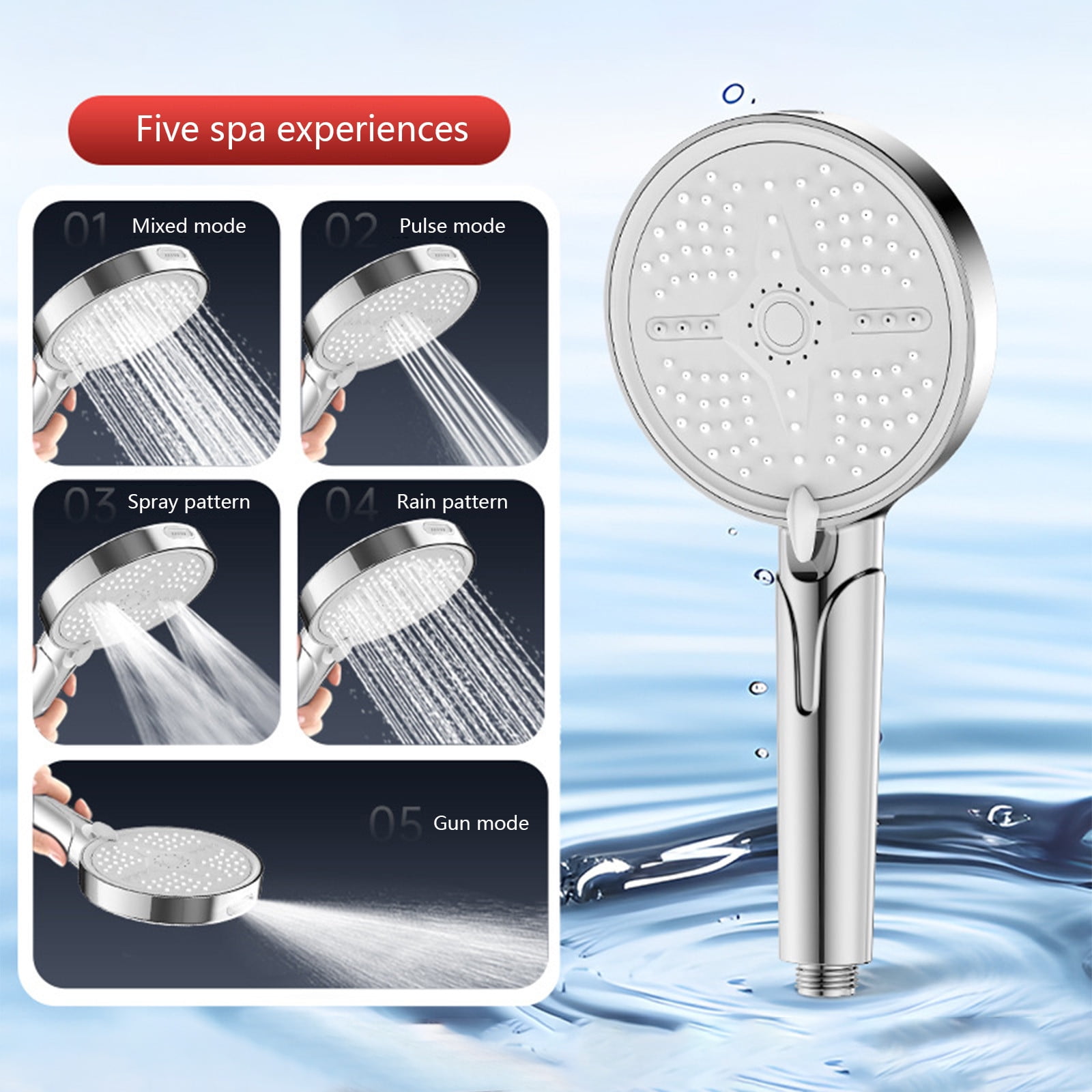 Blueek High Pressure Handheld Showerhead - 5 Spray Modes for Low Water ...