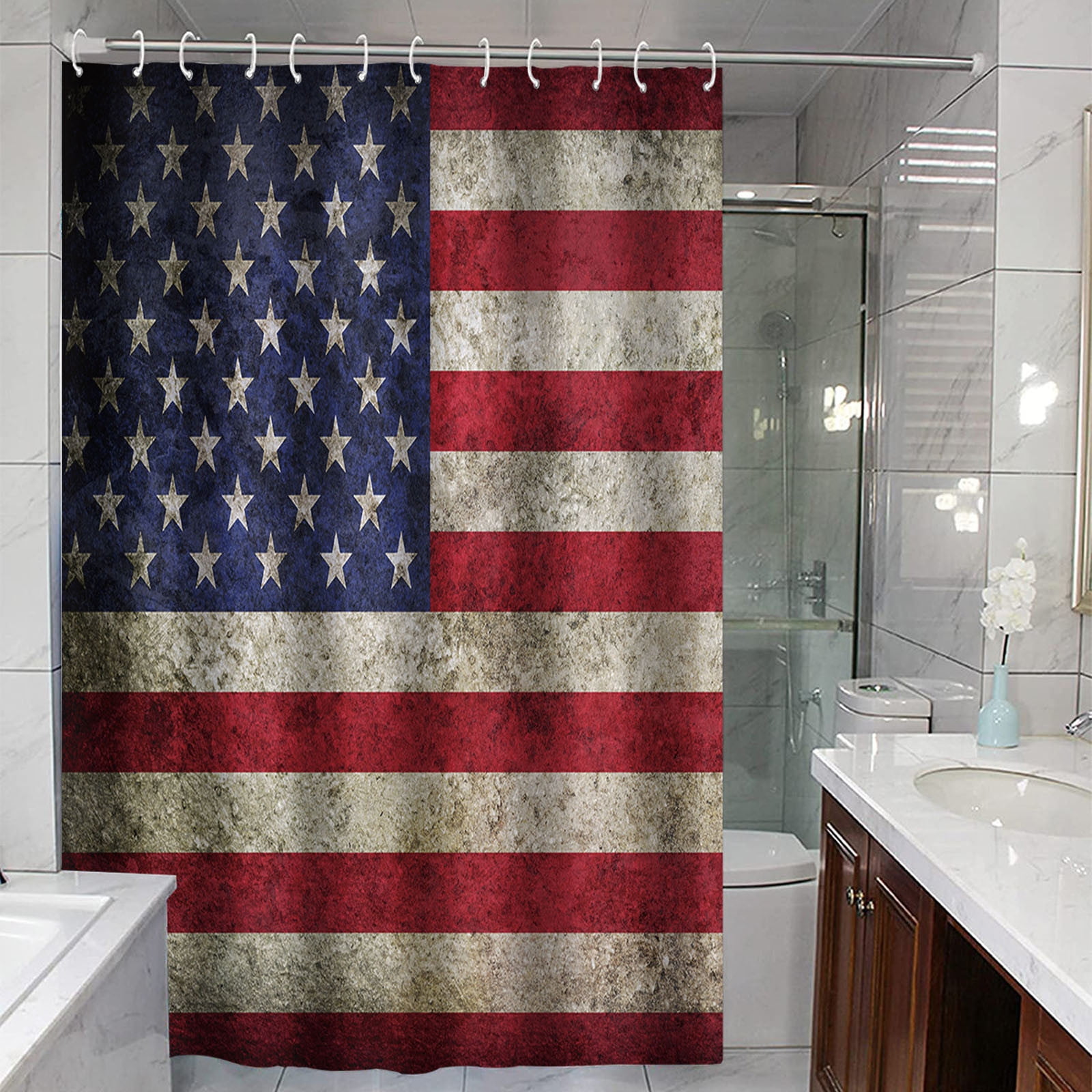 Blueek Independence Day Flags Waterproof Shower Curtain - Festive Flag ...