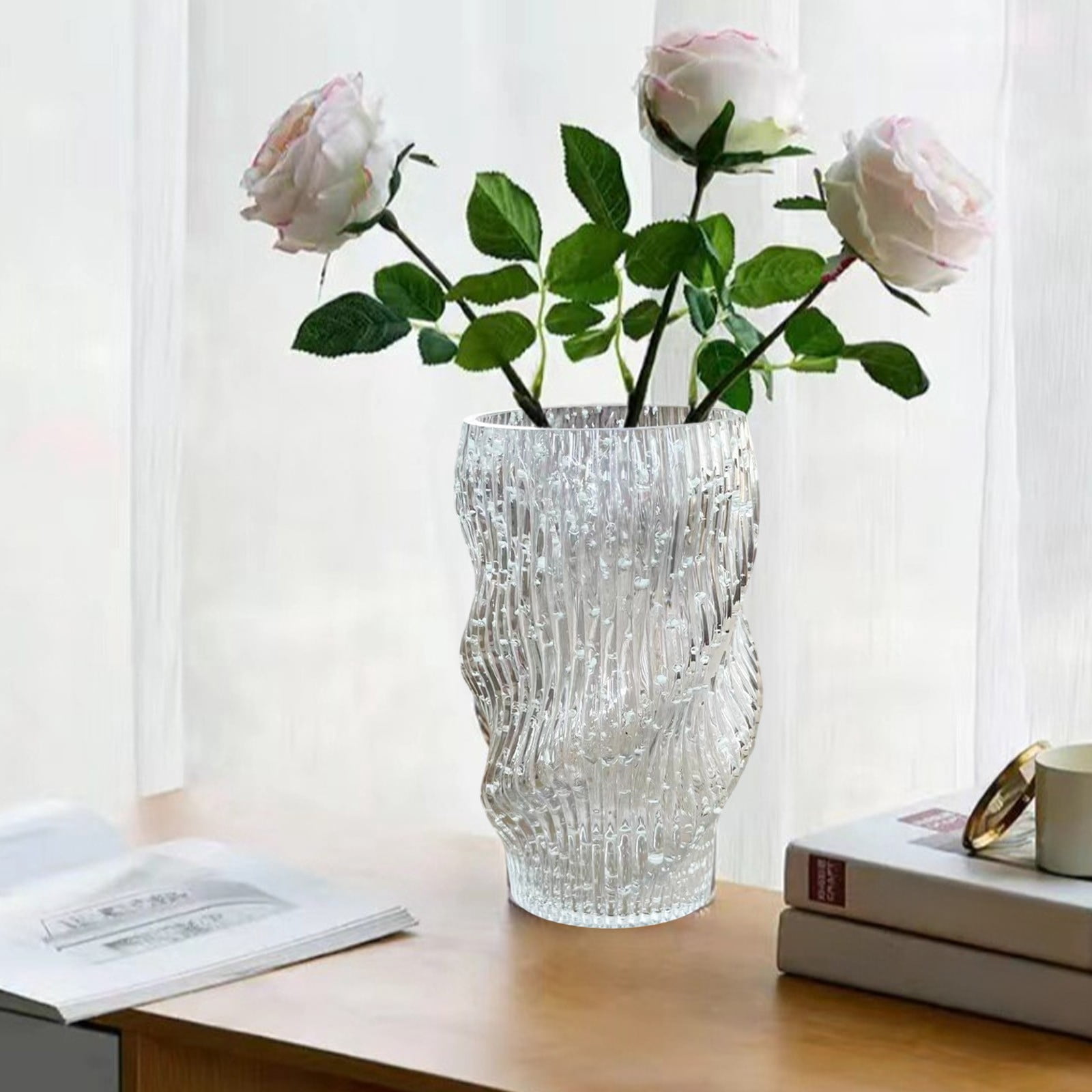 Blueek Modern Luminous Glass Vase for Fresh Flower Decoration ...