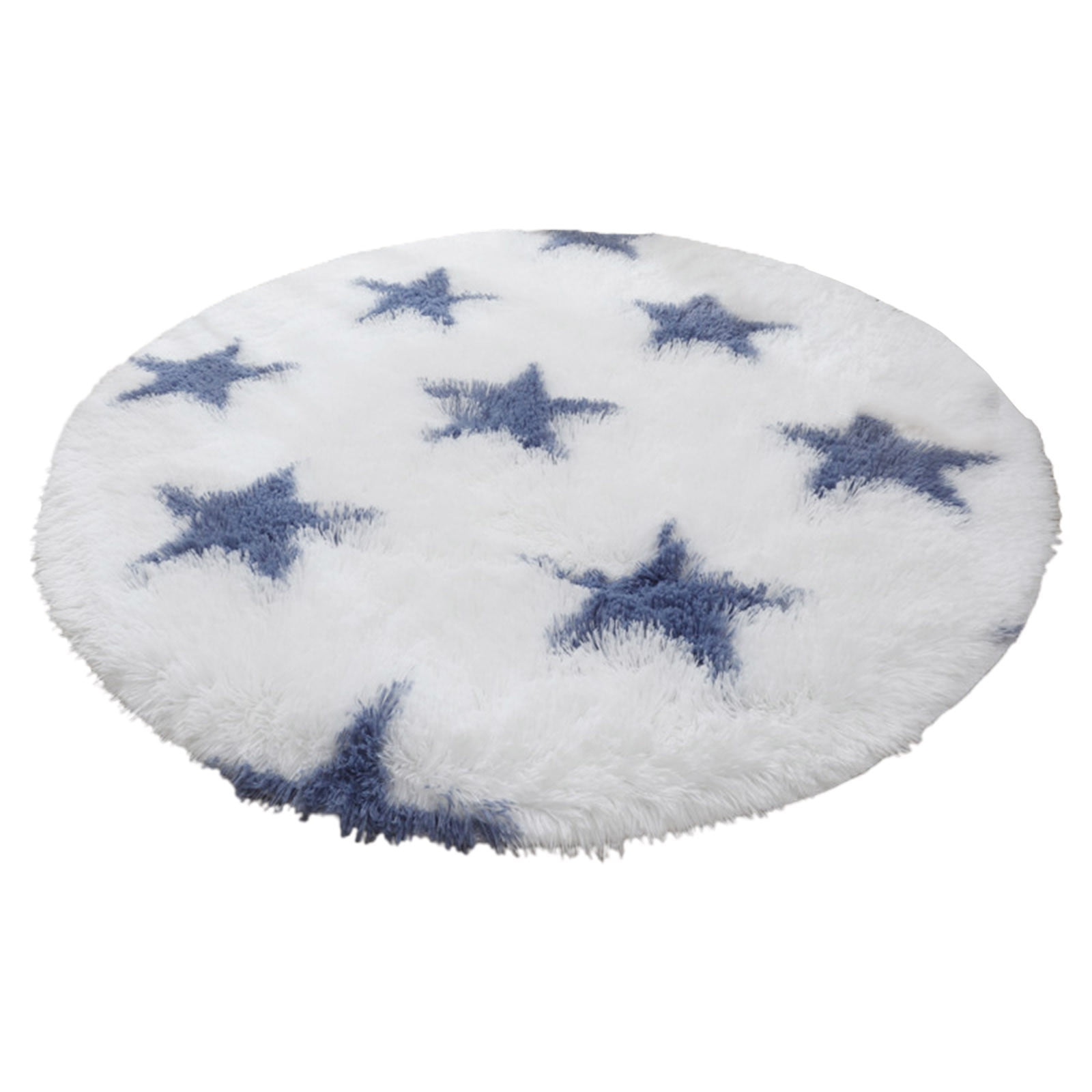Blueek Plush Striped Round Silk Wool Rug for Bedroom, 16 Inch Fluffy ...