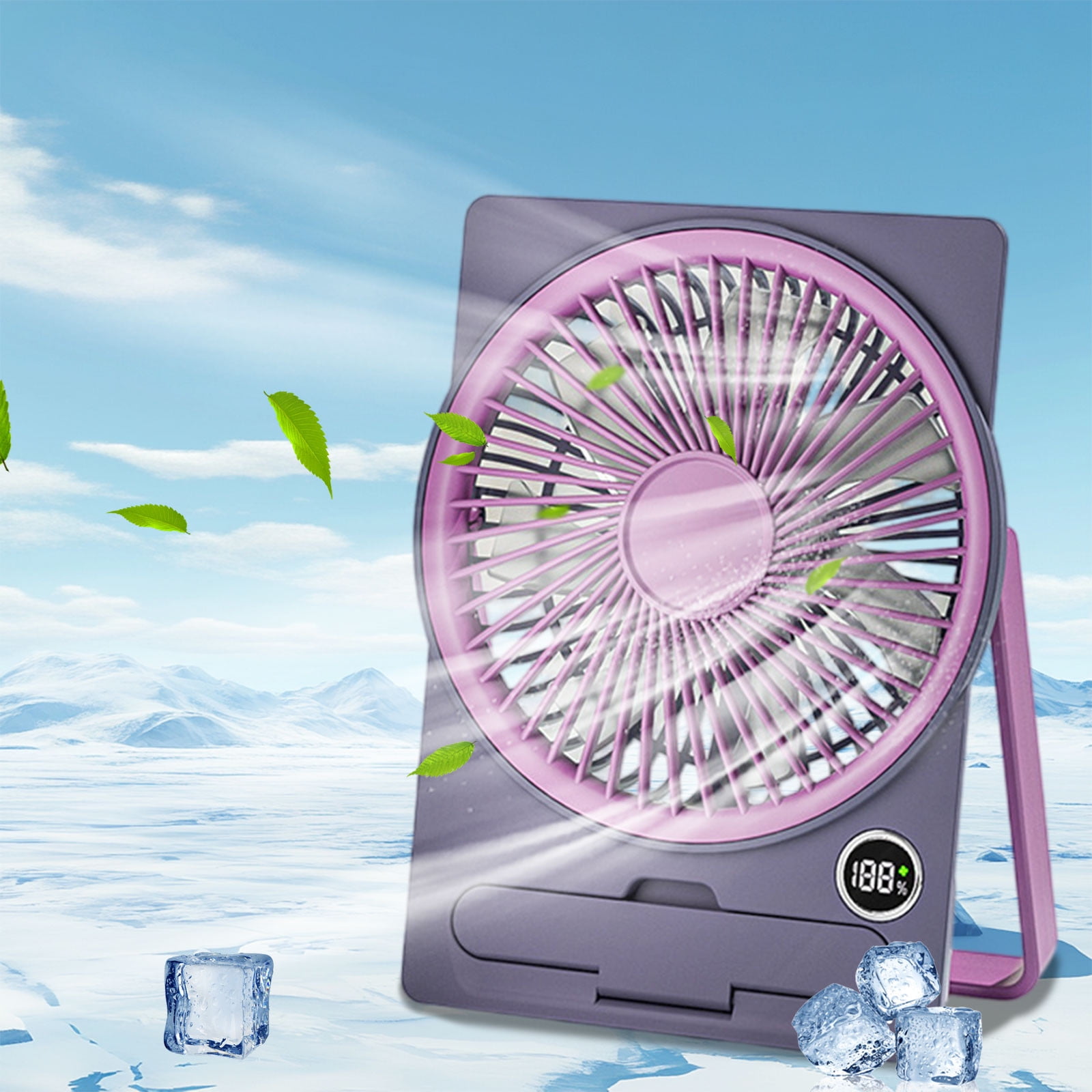 Blueek Portable 5-Speed Desk & Wall Fan with Rechargeable Battery ...