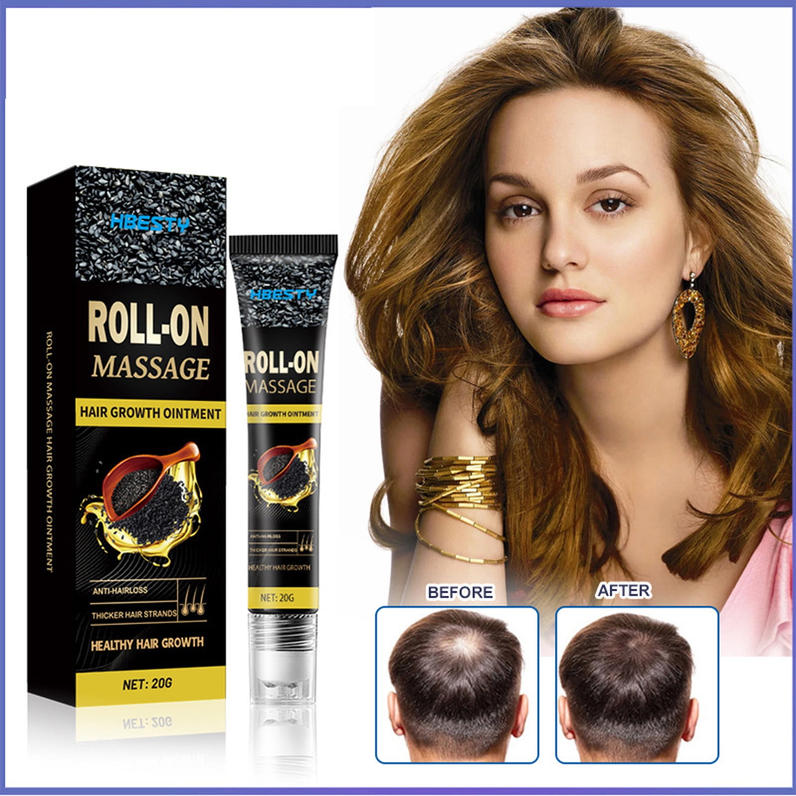 Blueek Rolling Ball Massage Cream For Dense Hair Black Sesames Essential Oil Extract Massage