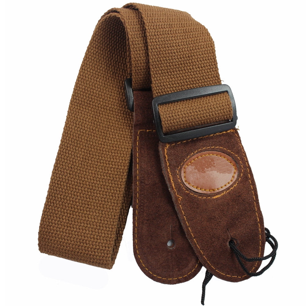 Blueek Soft Cotton Guitar Strap with Leather Ends - Adjustable Length ...