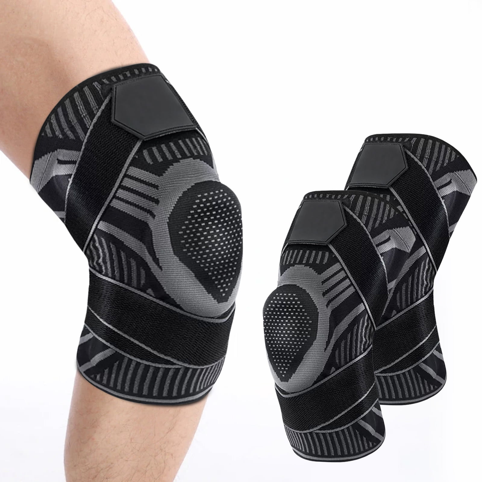 Blueek Sports Knee Pads With Spring Double Straps For Pressure Support ...