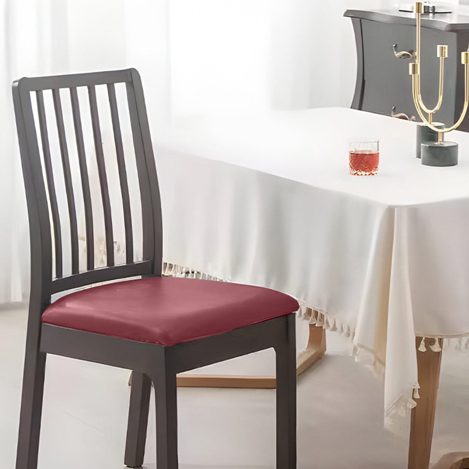 Blueek Waterproof Leather Bar Stool Covers, Anti-Slip Elastic Stool ...