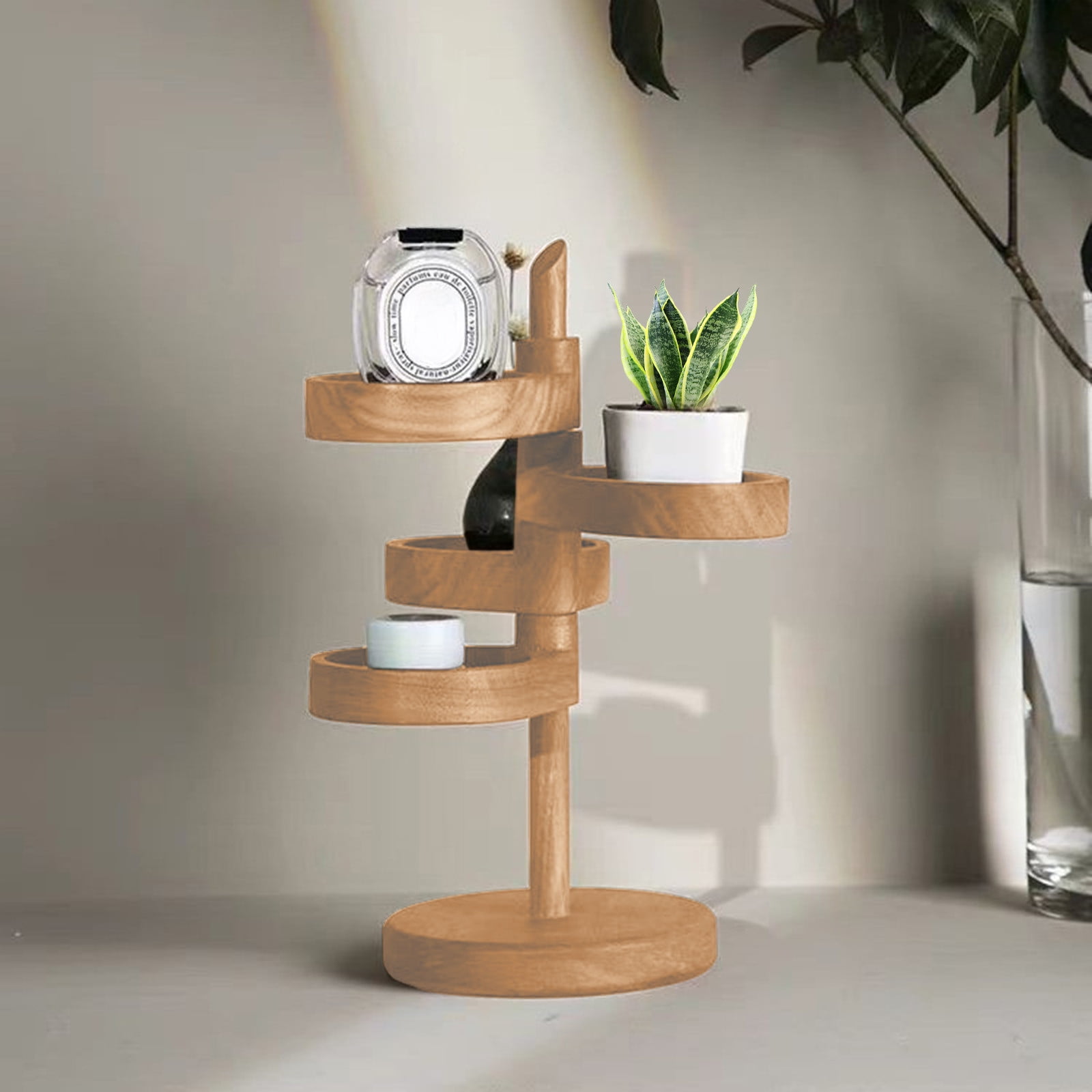 Blueek Wooden Multi Layer Display Rack Display Riser Statue Wood Shelf ...