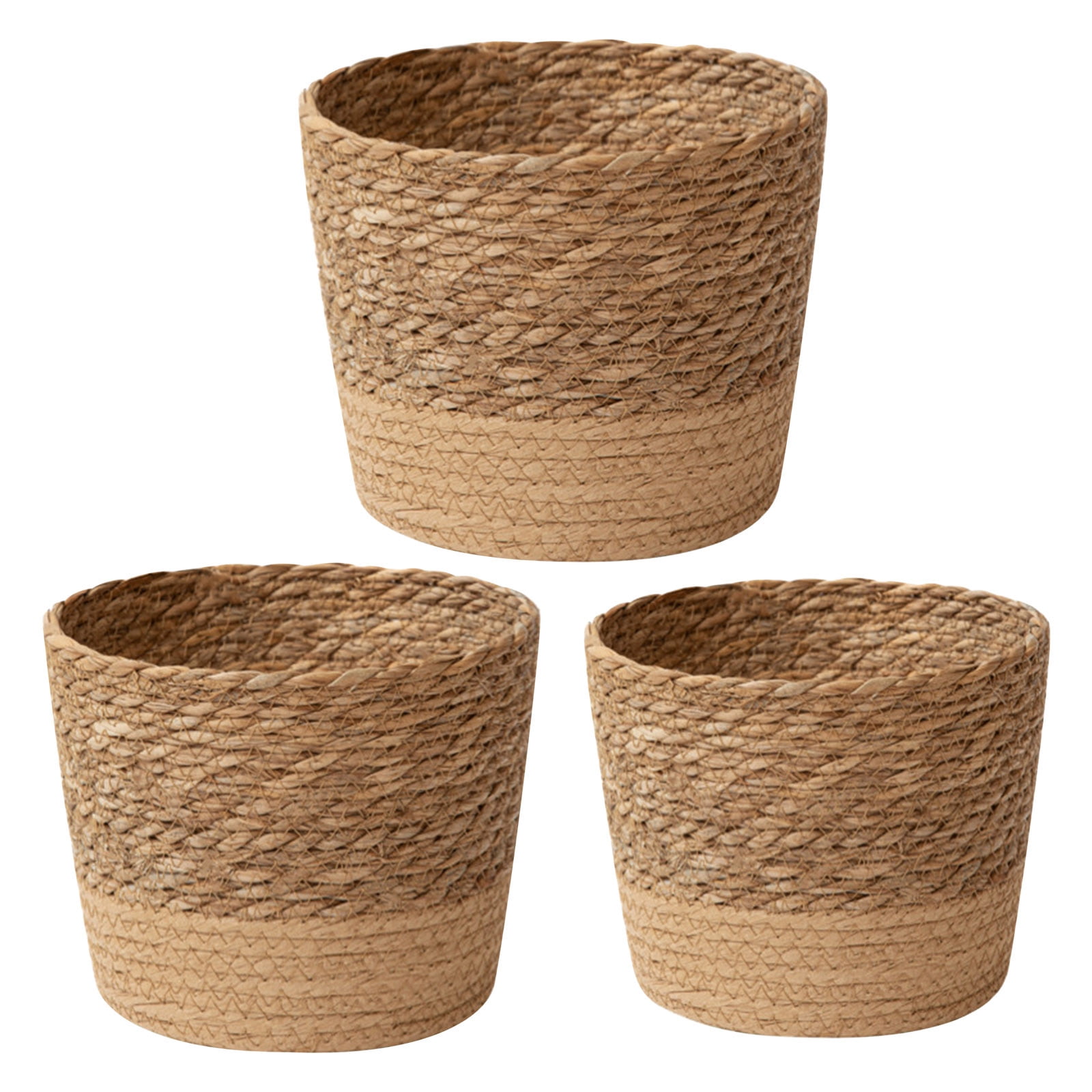 Blueek Woven Straw Plant Pots Set of 3 Pack, Flower Pots for Indoor ...