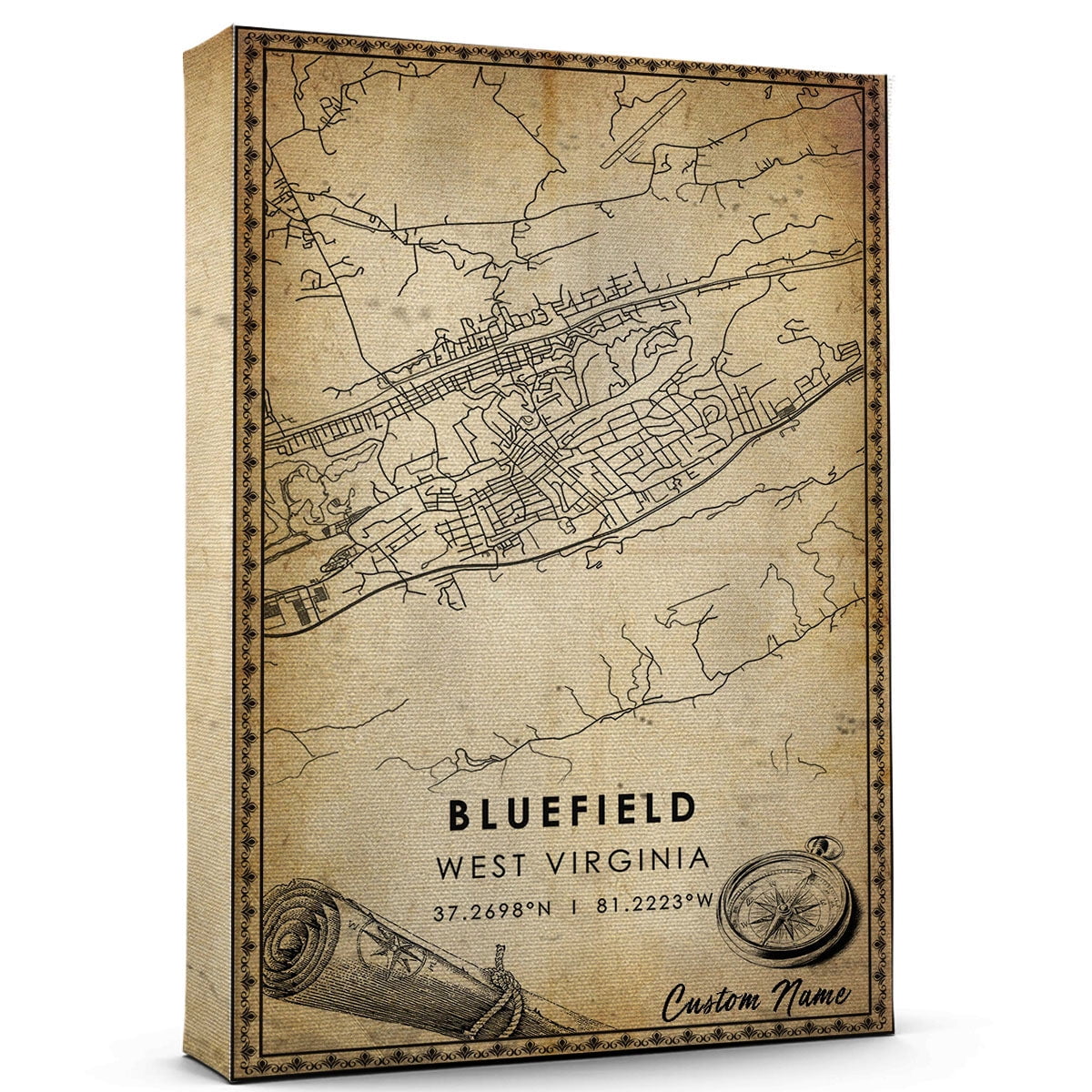 Bluefield Map Poster, Bluefield West Virginia Map Art Poster, Canvas ...