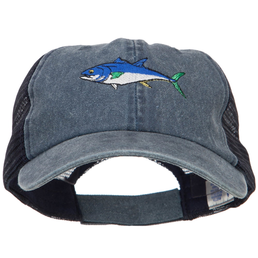Bluefin Tuna Embroidered Washed Trucker Cap - Navy Navy OSFM - Walmart.com