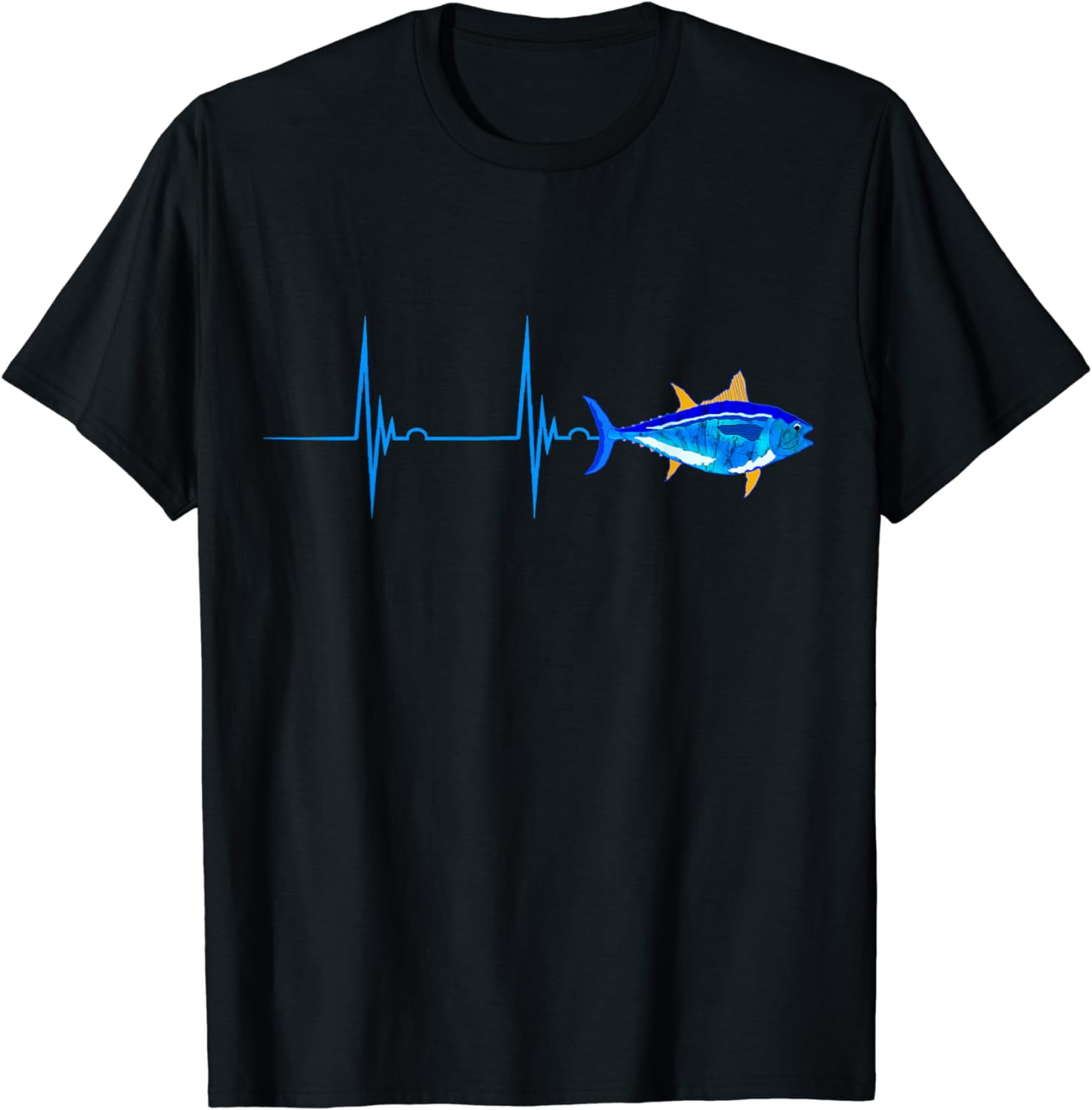 Bluefin Tuna Heartbeat EKG Pulseline Deep Sea Fishing TShirt - Walmart.com
