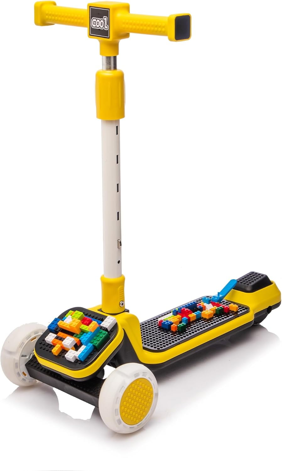 Bluefun Kids 3-Wheel Kick Scooter with Buildable Blocks, PU Flash ...