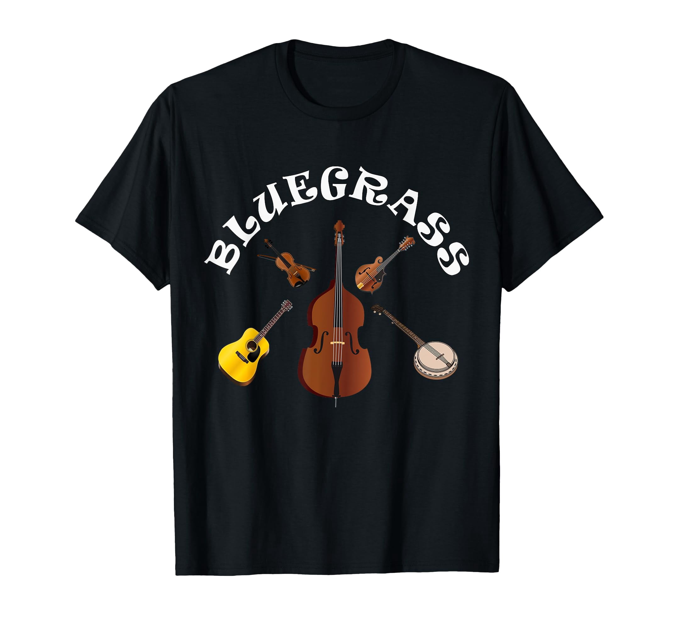 Bluegrass Band Bass Fiddle Guitar Mando Banjo Music Festival T-Shirt ...