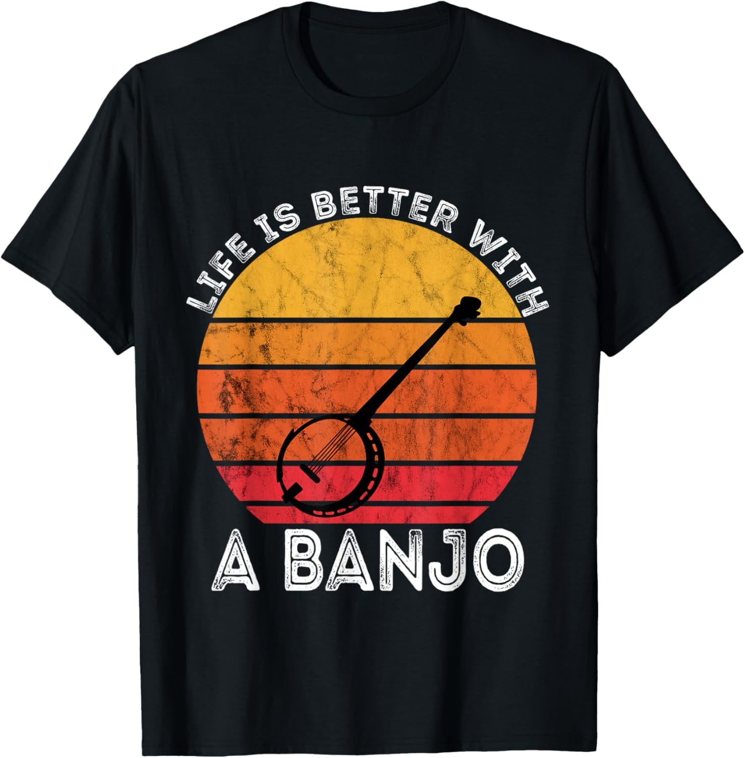 Bluegrass Banjo Country Music Player Retro Vintage Sunset T-Shirt ...
