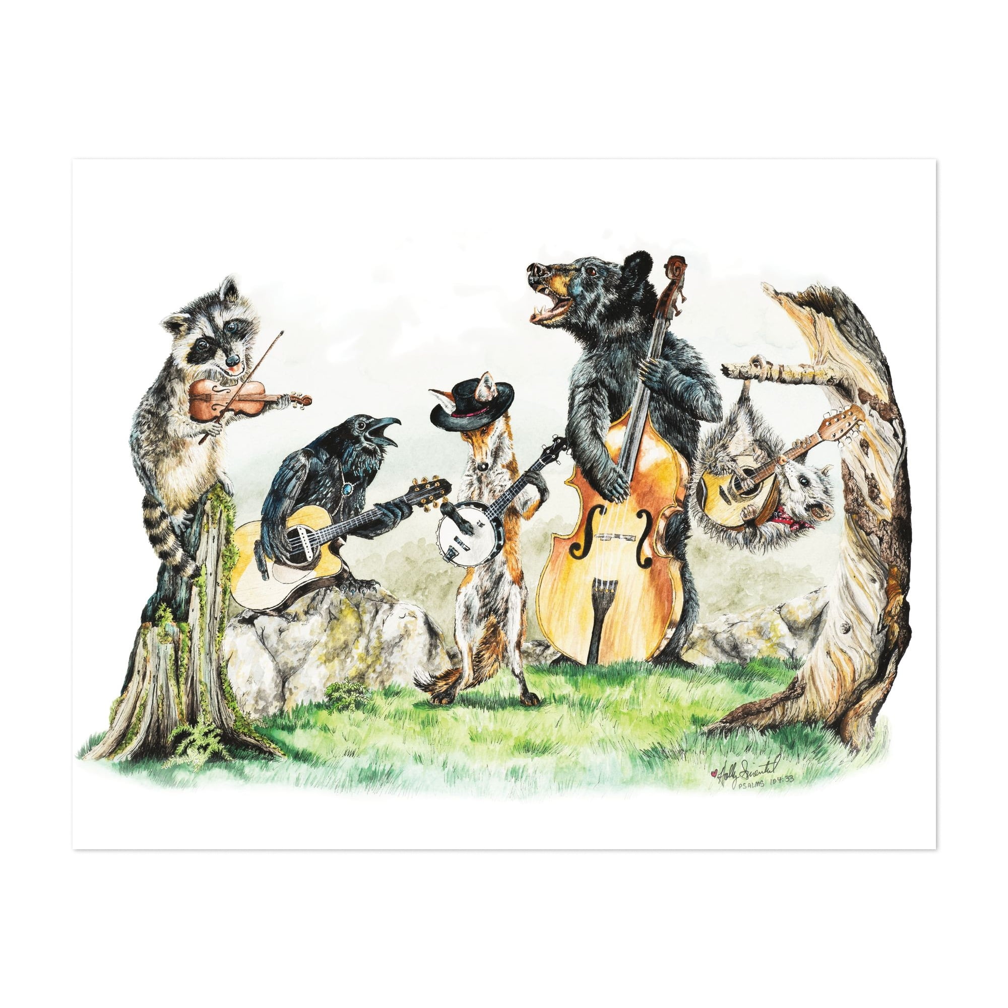 Bluegrass Gang - Painting Humor Whimsical Forest Nature Unframed Wall ...