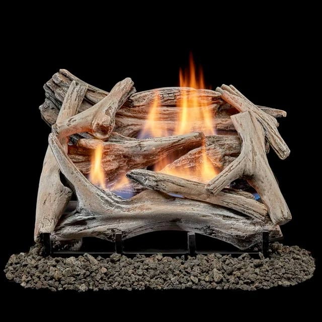 Bluegrass Living Vent Free Dual Fuel Gas Log Set - 18 in. Driftwood ...