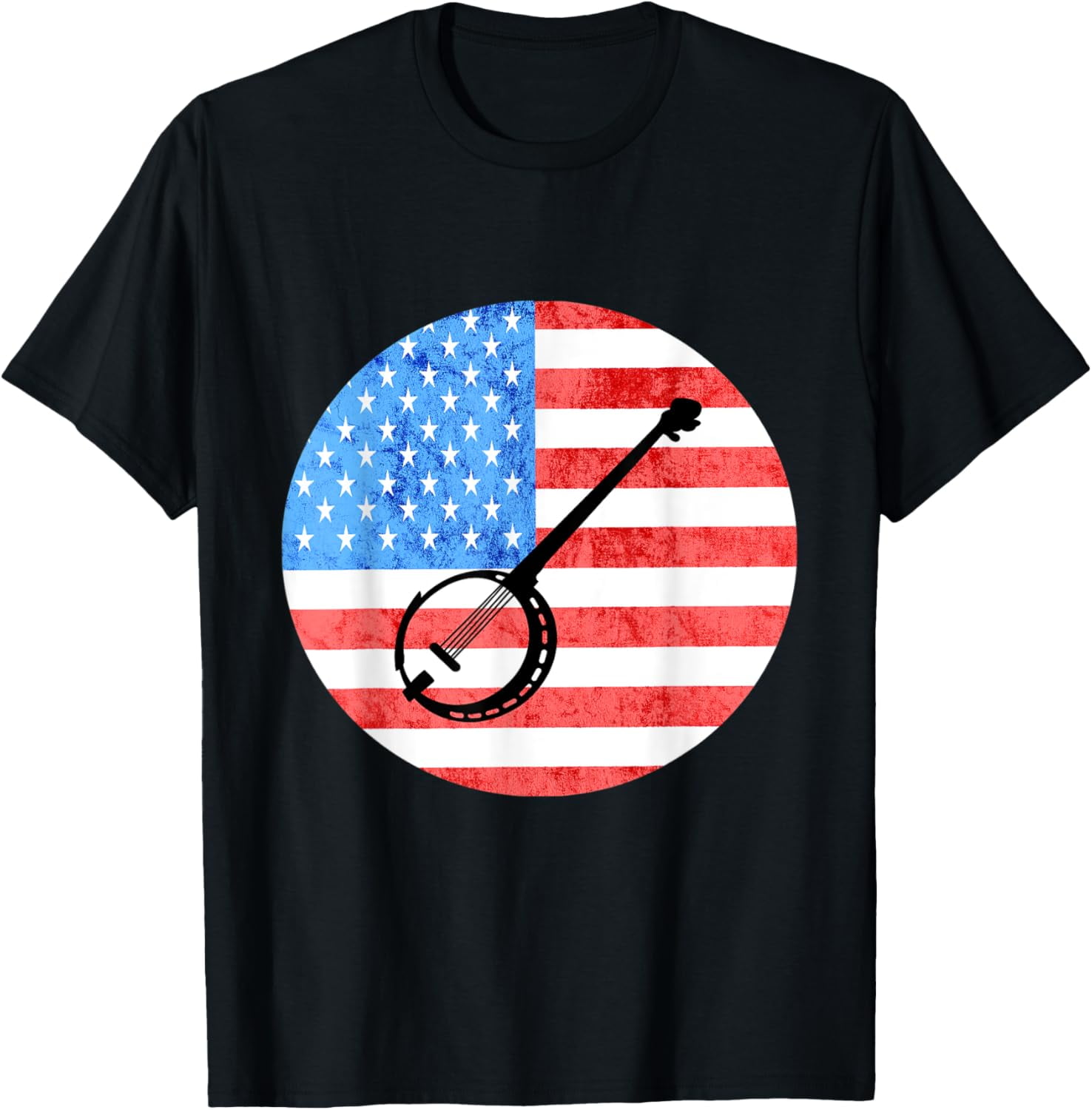 Bluegrass Music Patriotic Banjo Player USA American Flag T-Shirt ...