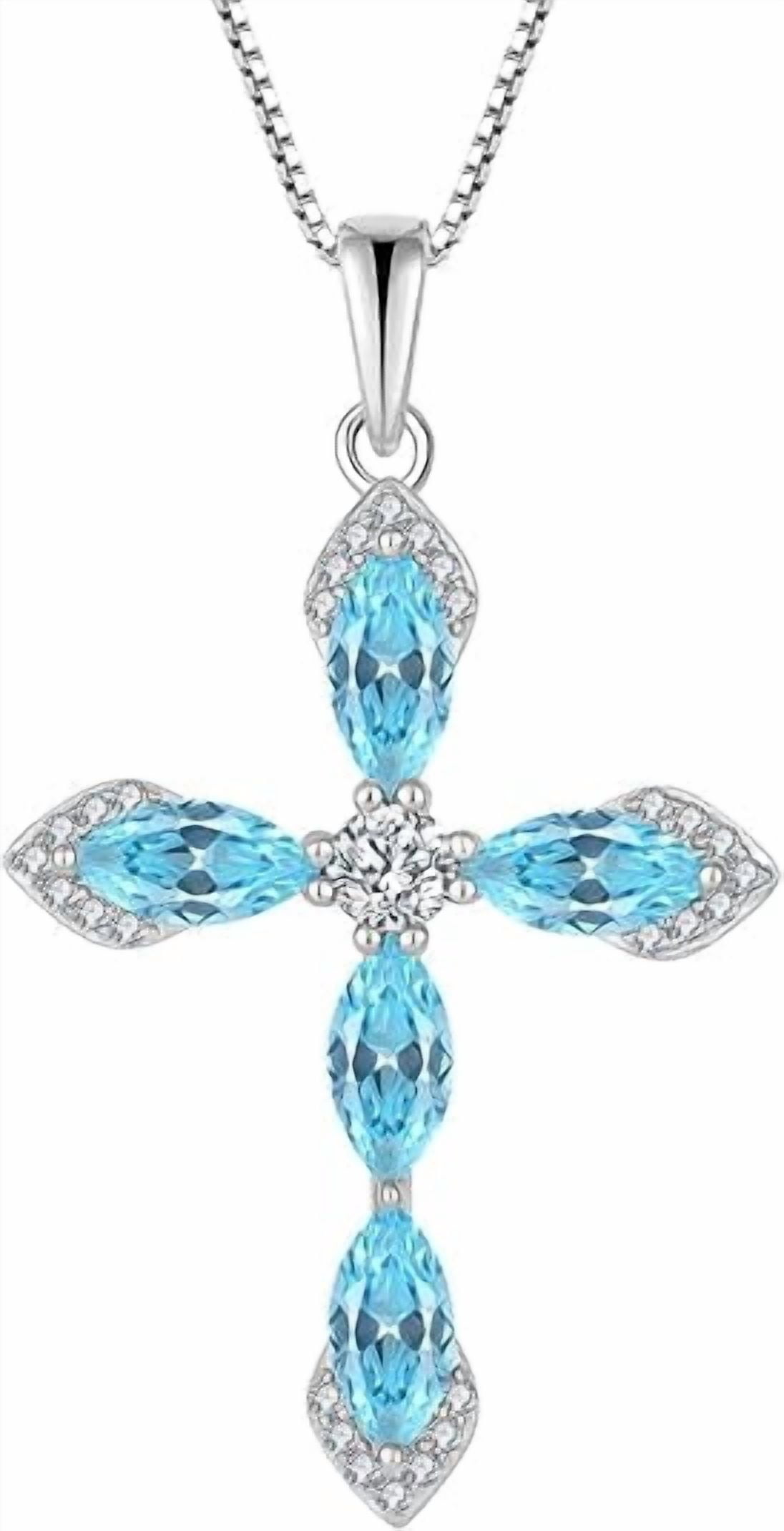 Blueheavenjewels 3.00 Carat Marquise Cut Aquamarine Womens Cross ...