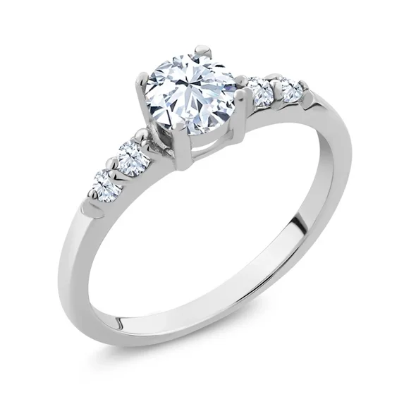 Blueheavenjewels Sterling Silver Round Cut White Topaz CZ Engagement ...