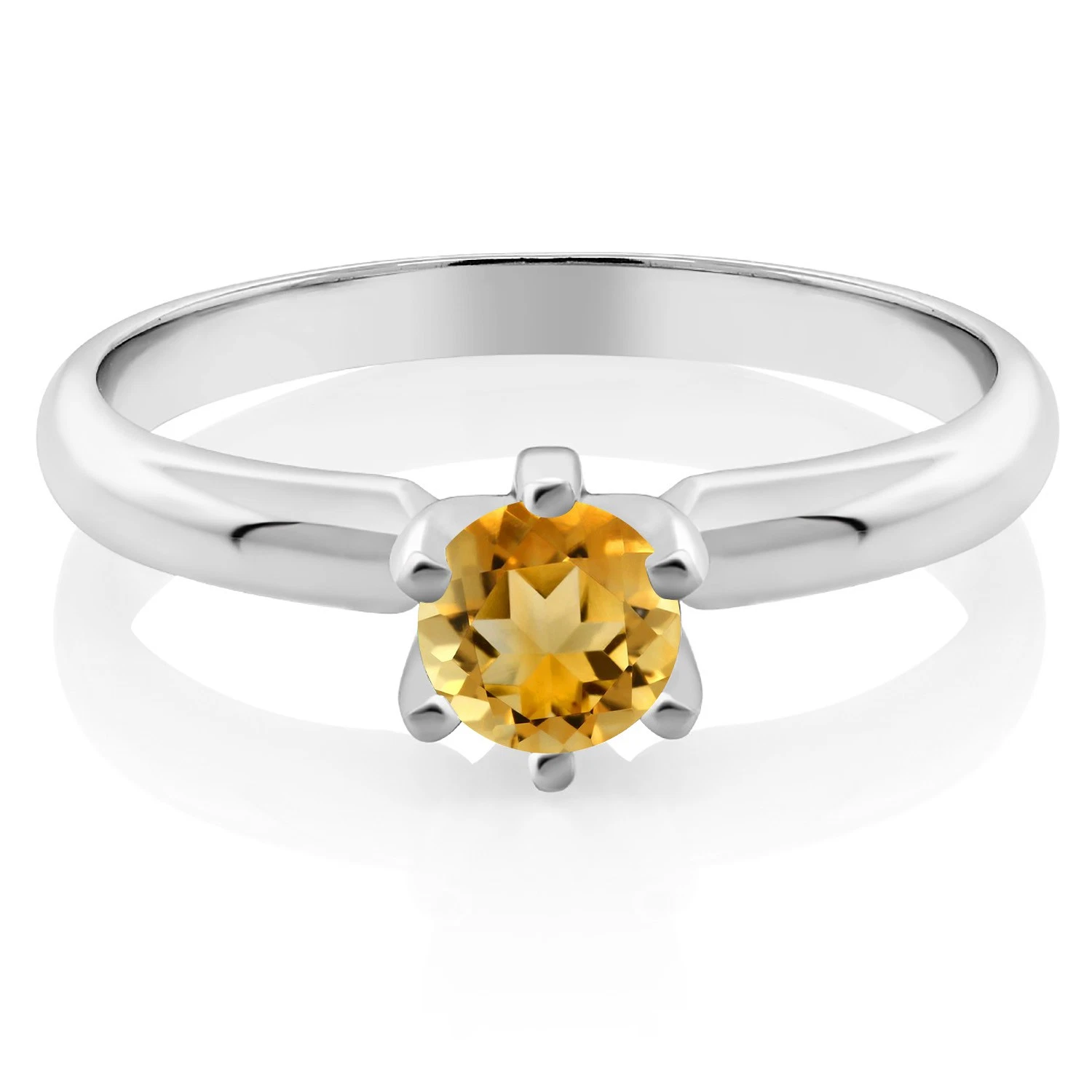 Blueheavenjewels Sterling Silver White Finish Citrine CZ Ring Size 4 ...
