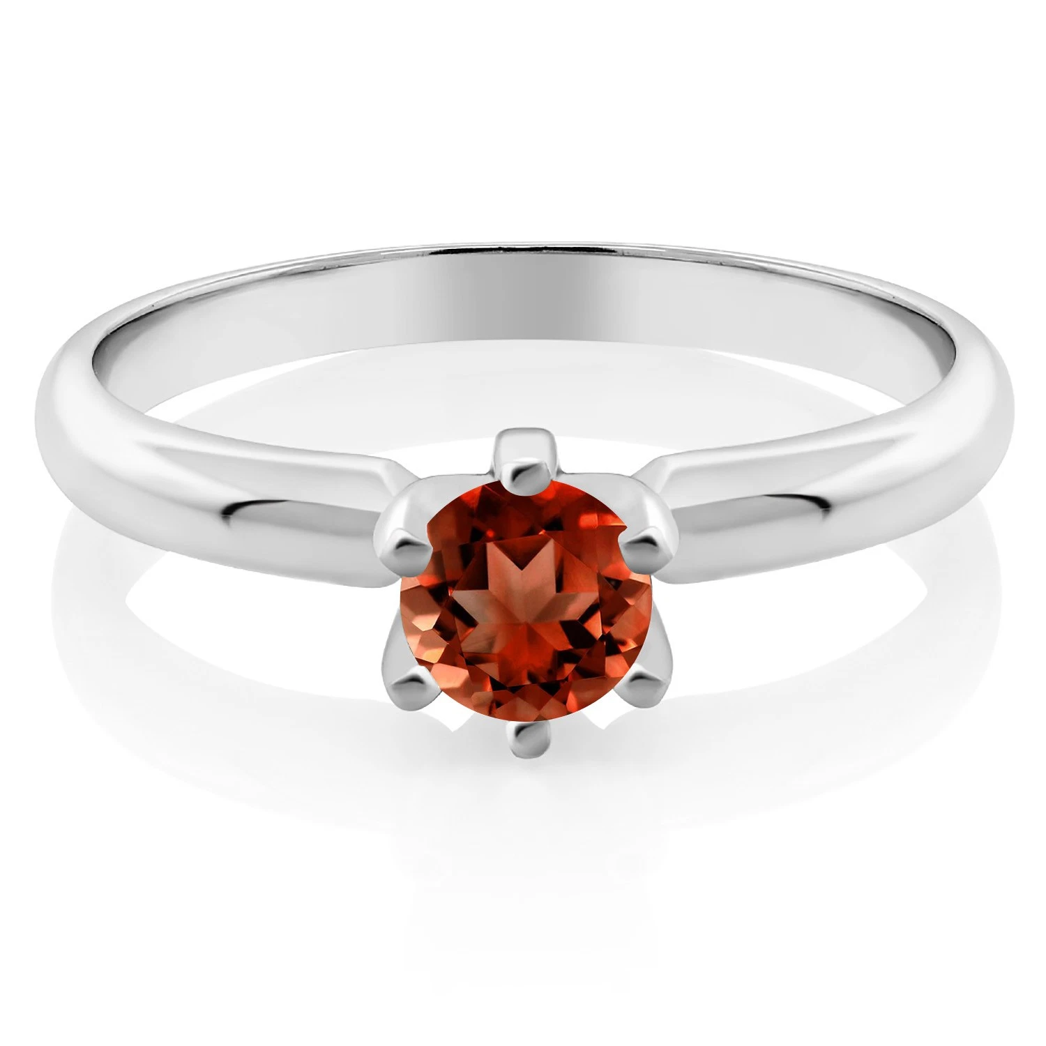 Blueheavenjewels Sterling Silver White Finish Red Garnet CZ Ring Size 5 ...