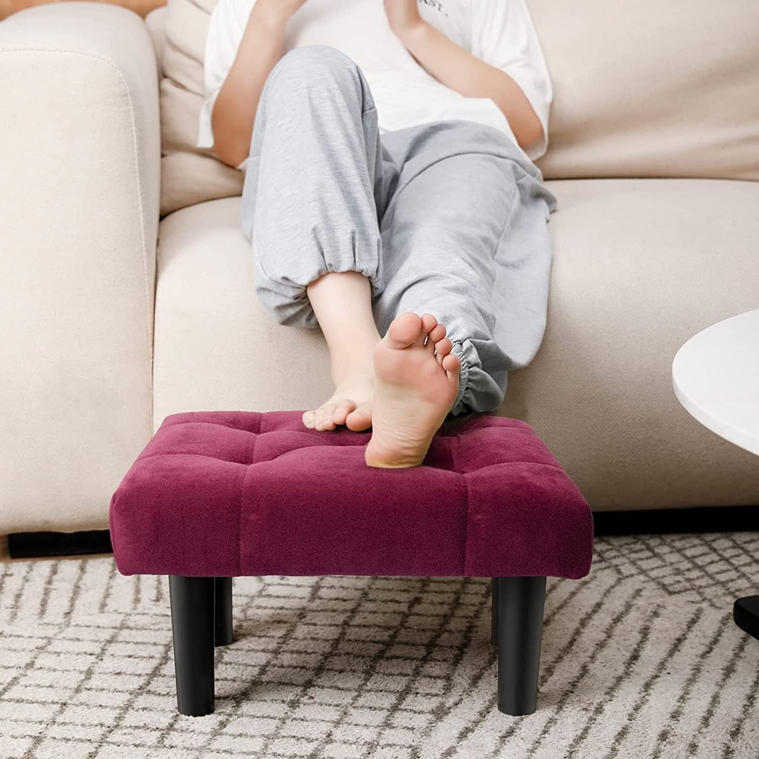 Bluekart Small Foot Stool Ottoman Modern Accent Step Stool Seat with ...