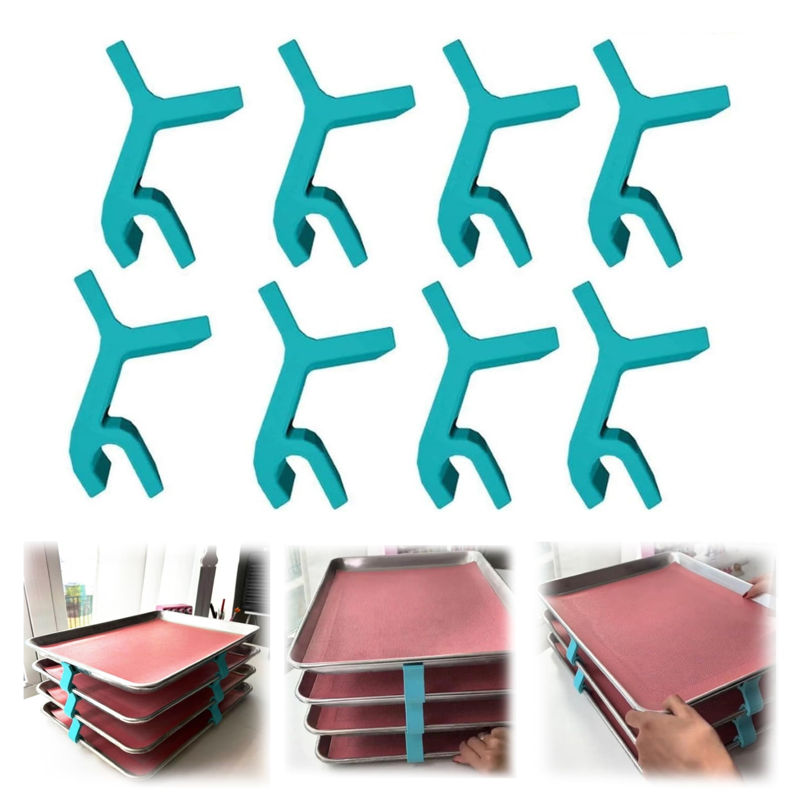 Bluelans 4/8/16Pcs Baking Sheet Stackers Reusable Trays Stacking Holder ...