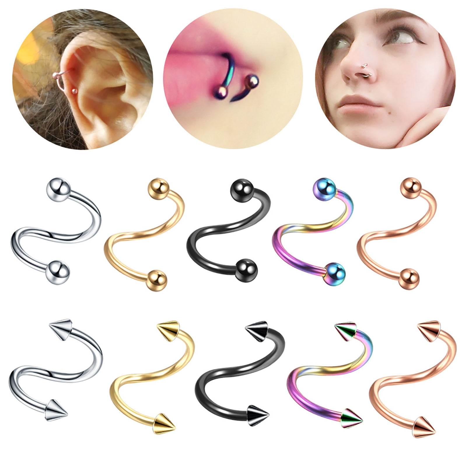 Bluelans 5Pcs Stylish Lip Ring Anti-rust Stainless Steel Shiny - All ...