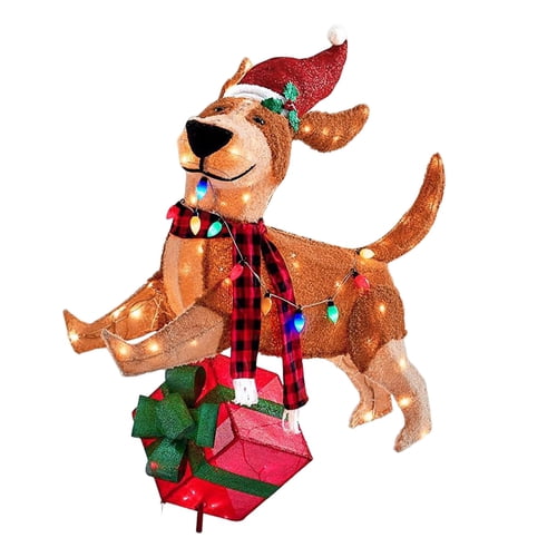 AQRS Christmas Lighted Animal Statue Glowing Furry Animal with Warm ...