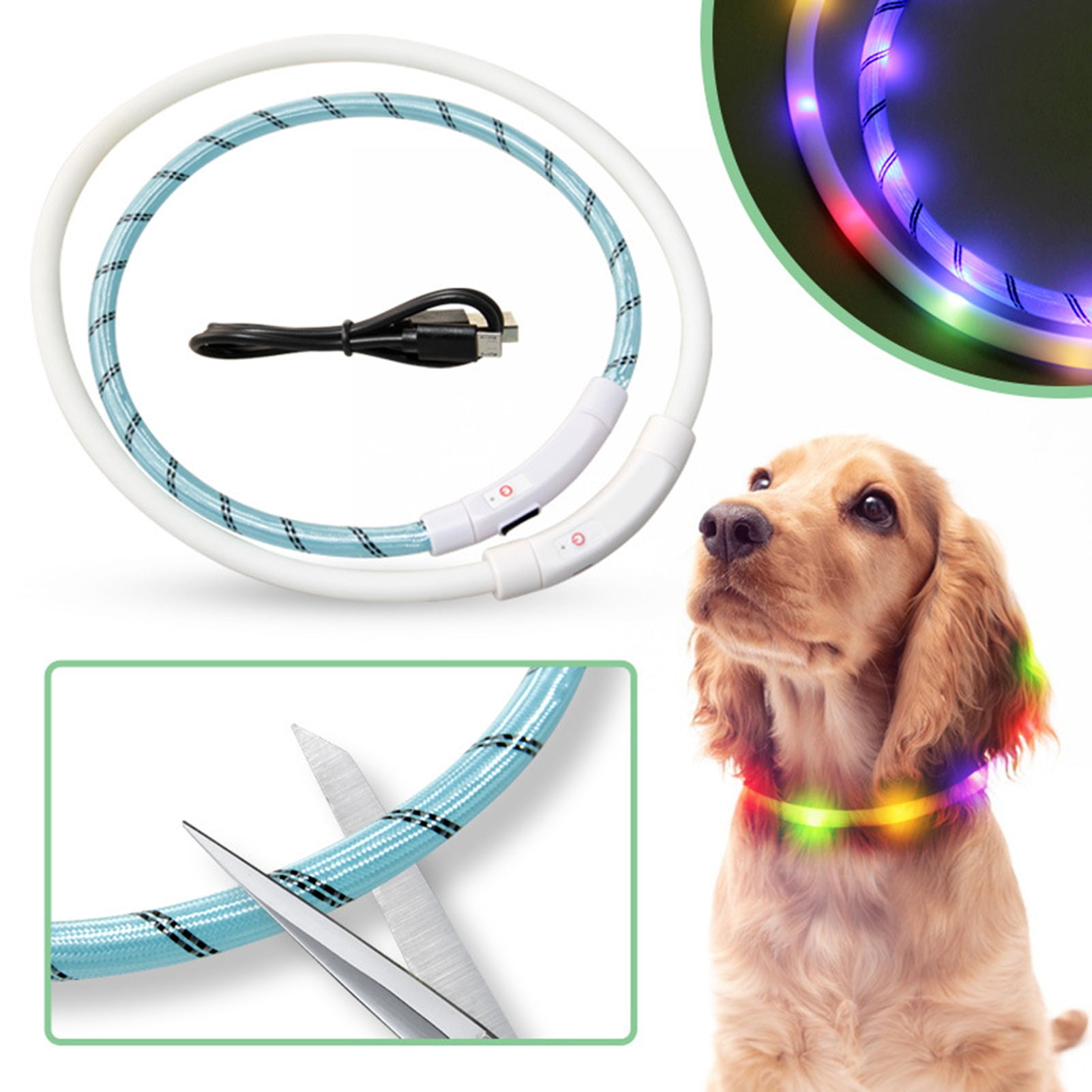 Bullpaw LED Dog Collar USB Rechargeable Waterproof Light Up Pet Collar ...
