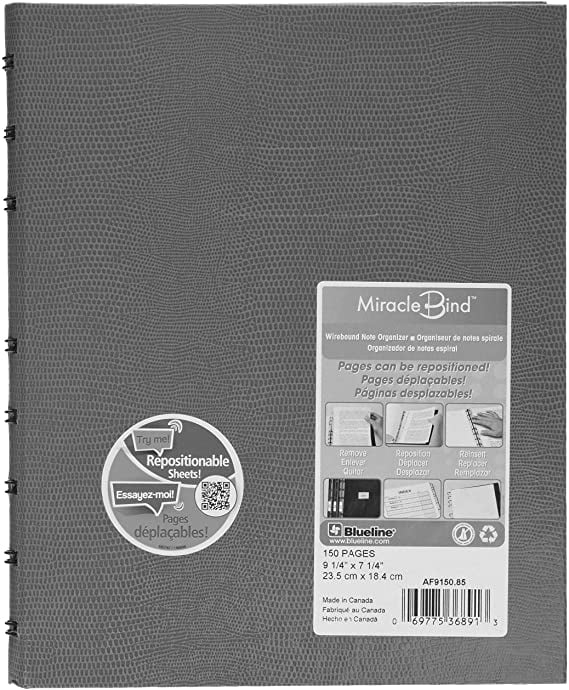Blueline MiracleBind Notebook, Turquoise, Lizard-Like, Hard Cover, 9.25 ...