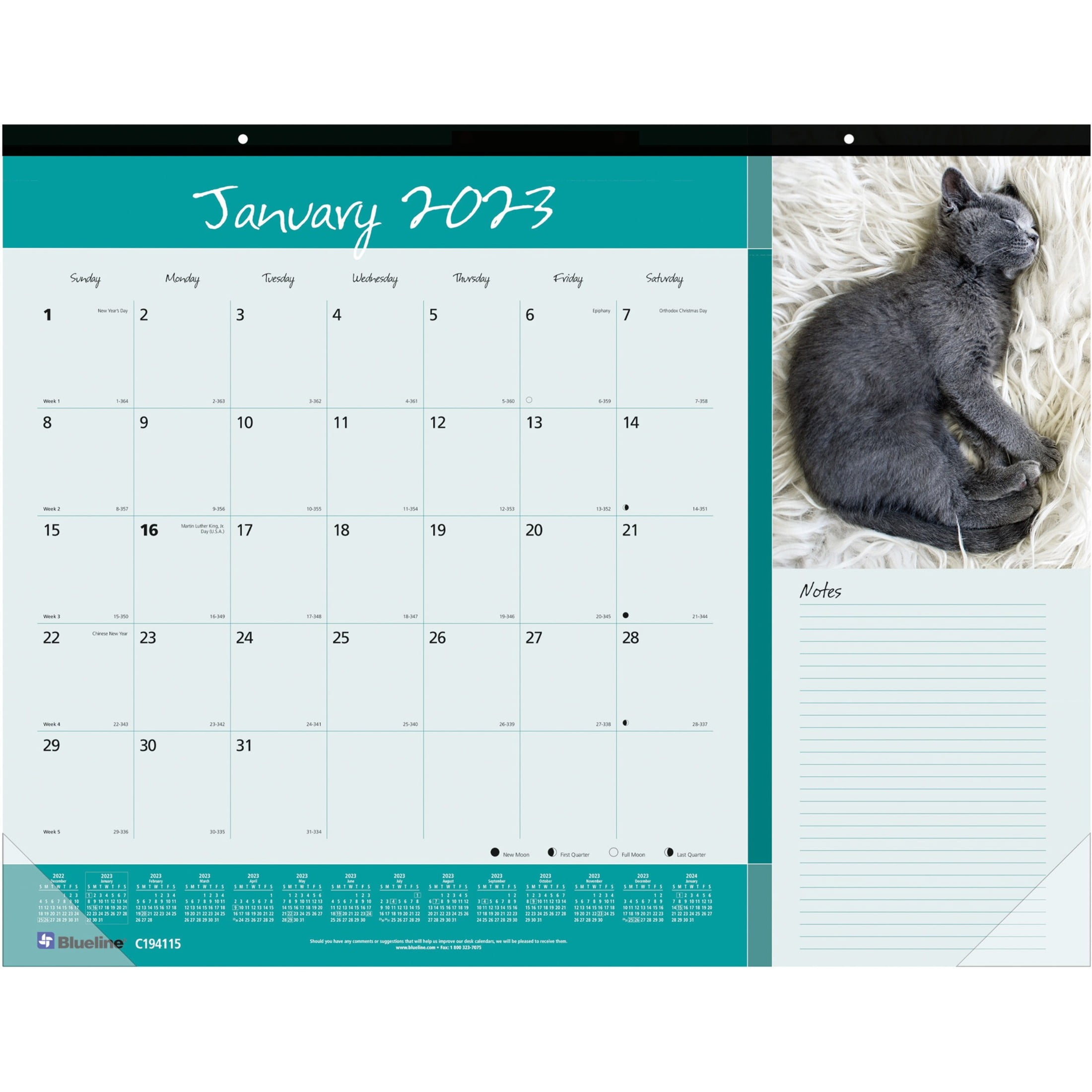 Blueline, REDC194115, Furry Cats Desk Pad Calendar, 1 Each - Walmart.com
