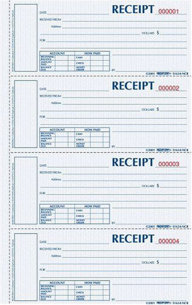 Blueline Rediform Money Receipt Book, Hardbound, 2 x 6.875 inches, 4 ...