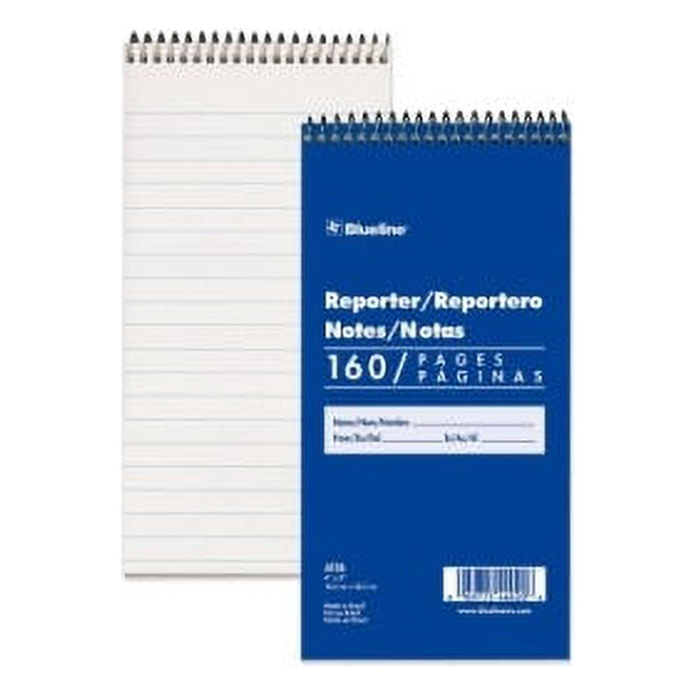 Blueline Reporter Notebook 160 Sheets - Spiral - 4" x 8" - White Cover ...