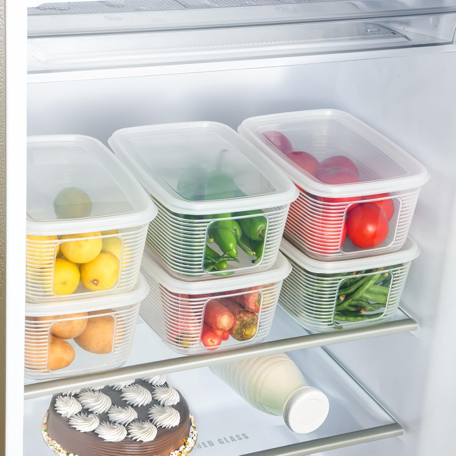 Blueliving Food Storage ContainersSet Of 618 Ltr Fridge Organizer ...