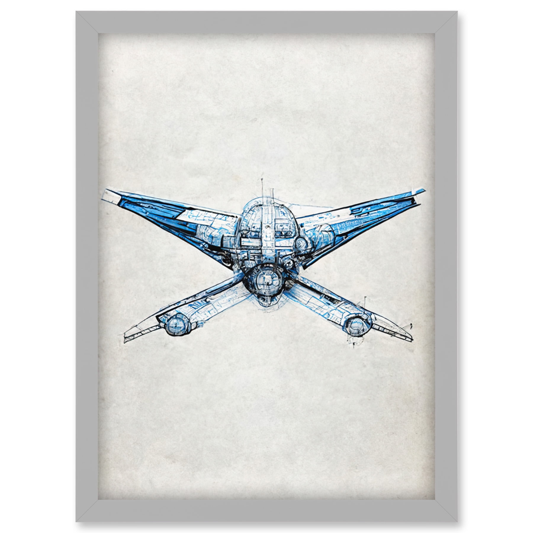 Blueprint Diagram X Wing Fighter Fantasy Fan Art Artwork Framed Wall ...