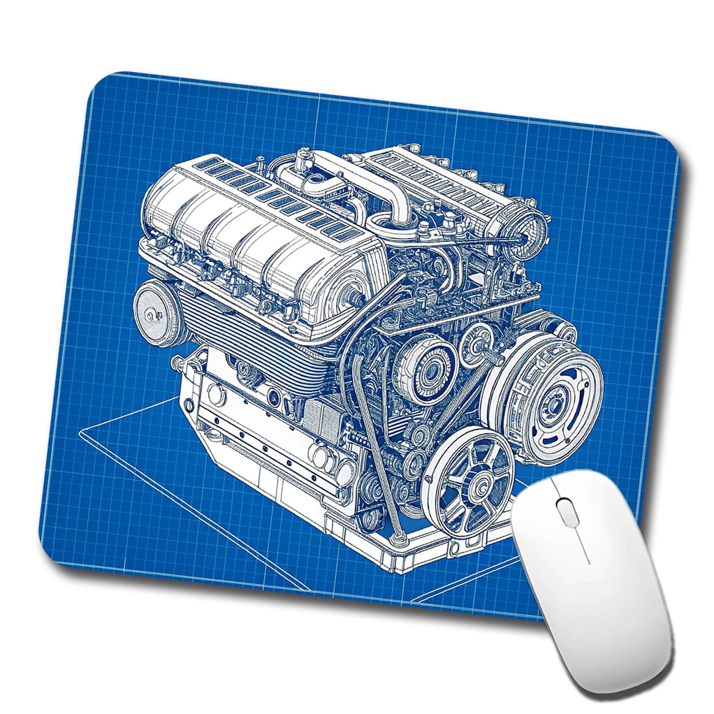 Blueprint Of Car Engine V8 Mouse Pad Low Profile Gaming Mat - Walmart.com